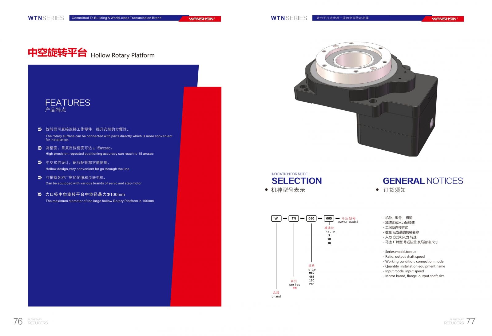 Hộp số giảm tốc WANSHSIN dòng WTN